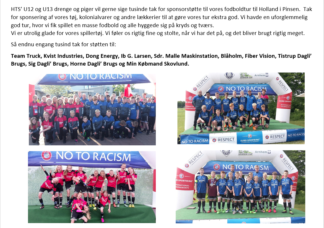 Tak til vore sponsorer for en fantastisk tur til Holland